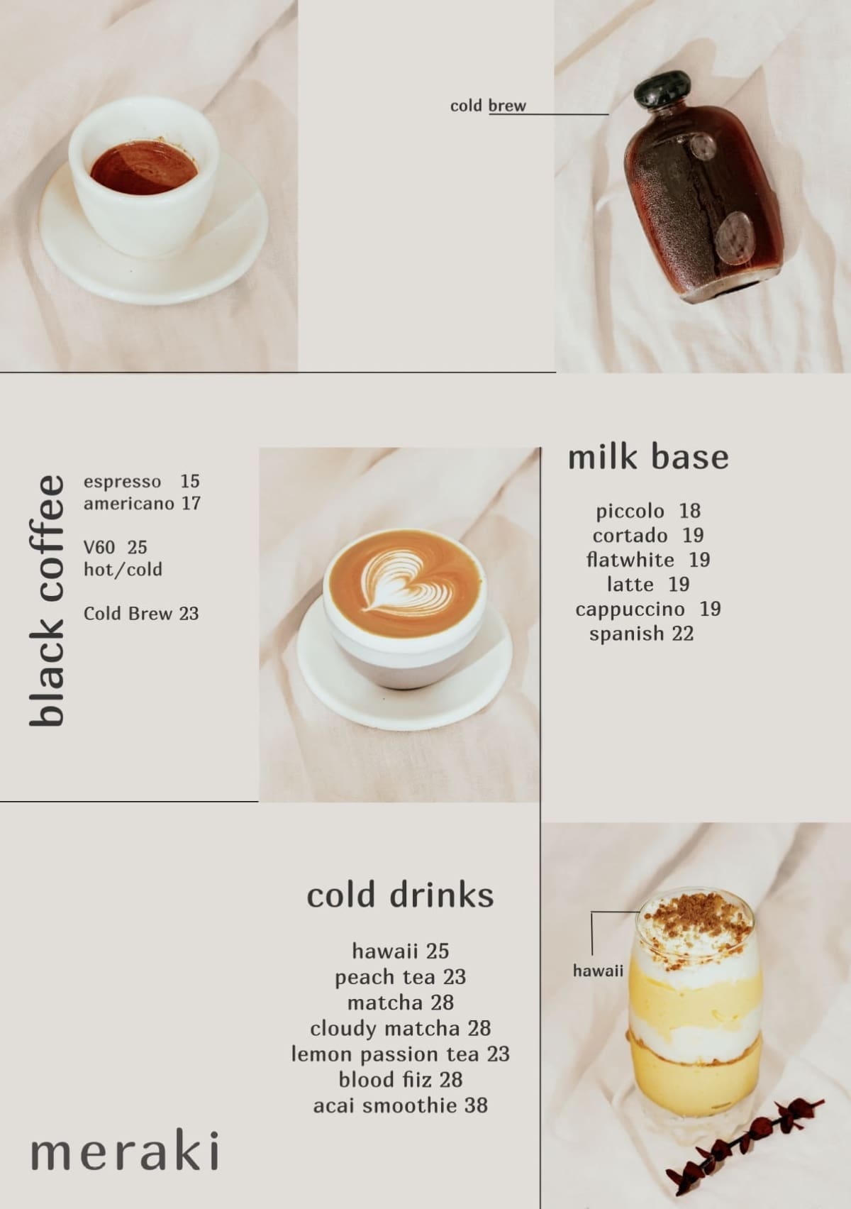 Cafe Menu | Meraki